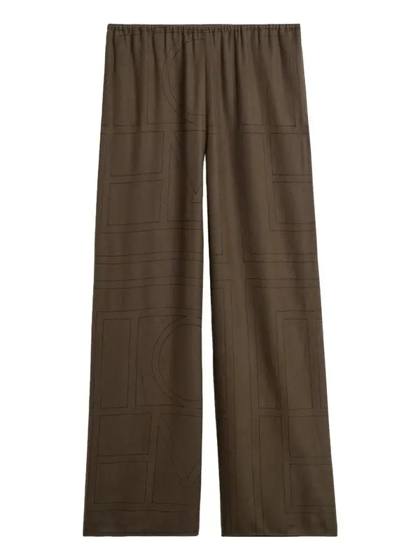 TOTEME Monogram Wide-leg Pants - Dark Brown