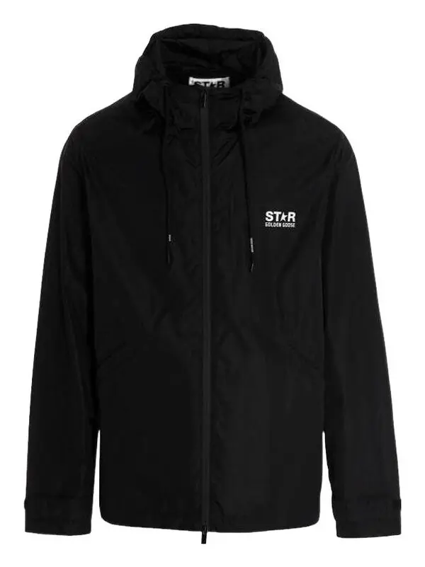 GOLDEN GOOSE Darris Zip Up Windbreaker With Logo - Black