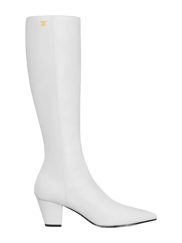 Celine Stage High Boot In Lambskin - Ultra-white