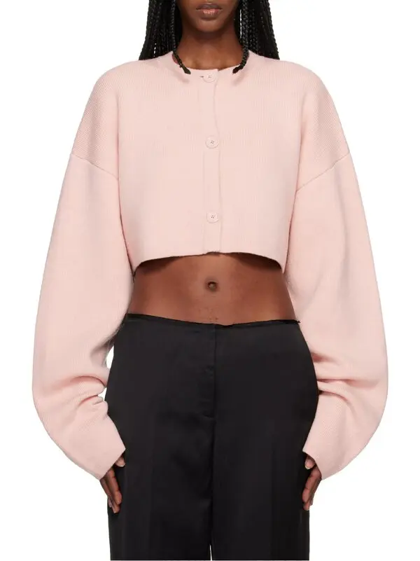 TOTEME Buttoned Round-neck Cropped Cardigan - Black
