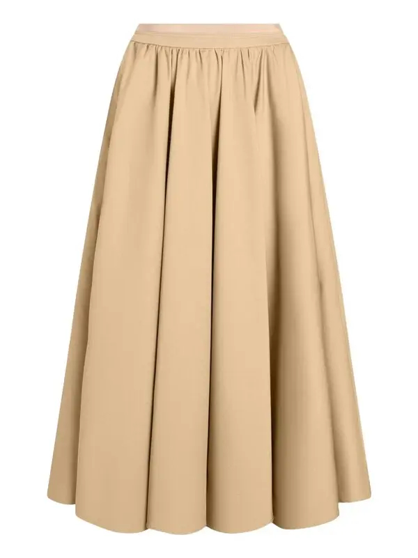 PATOU Gathered Cotton Midi Skirt - Sand-colored