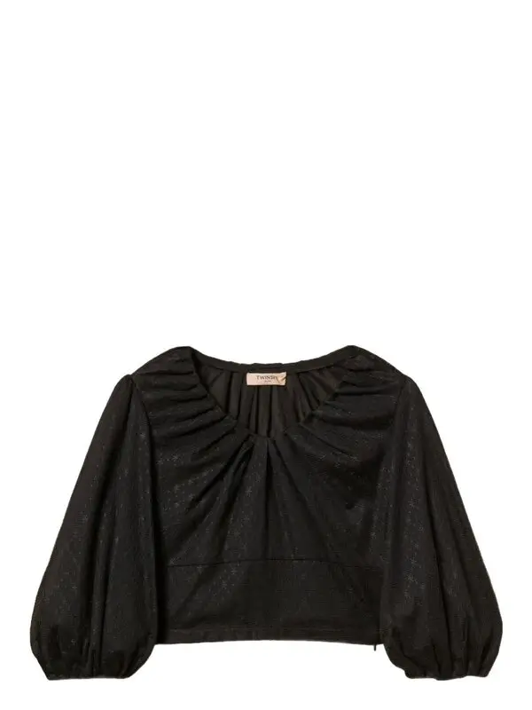 TWINSET Tulle Blouse With Floral Pattern - Black