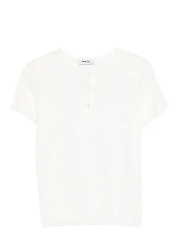 BASERANGE Crew Neck Short-sleeved Ribbed Top - White
