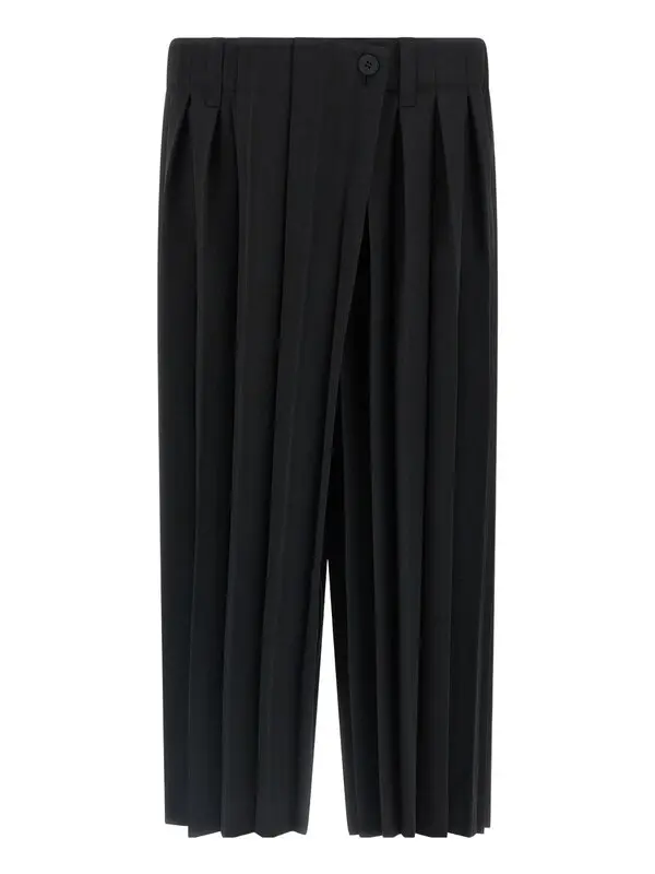 Issey Miyake Pleated Cropped Wide-leg Trousers - Black