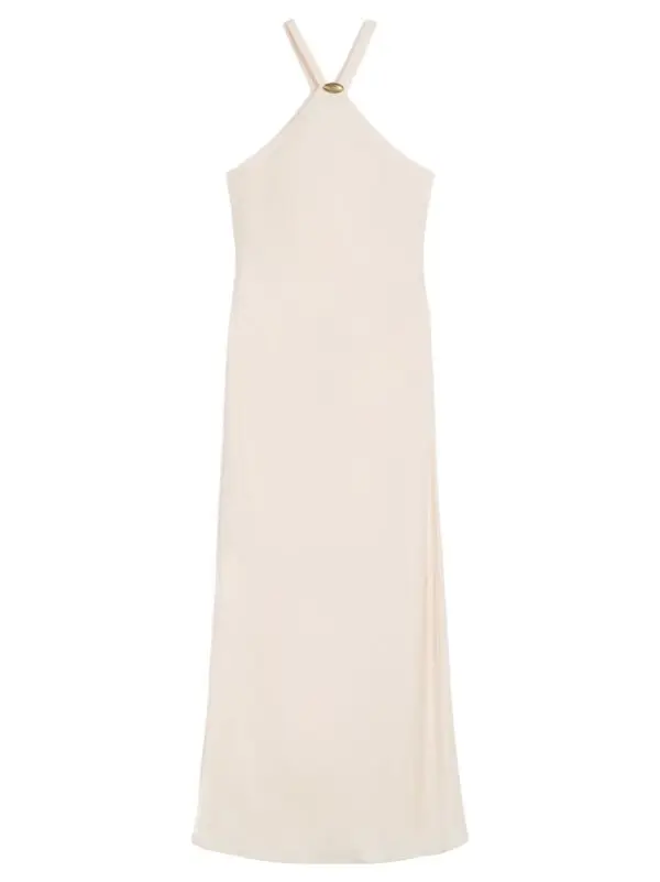Max Mara Halterneck Maxi Dress With Gold-tone Hardware - Rice Pink