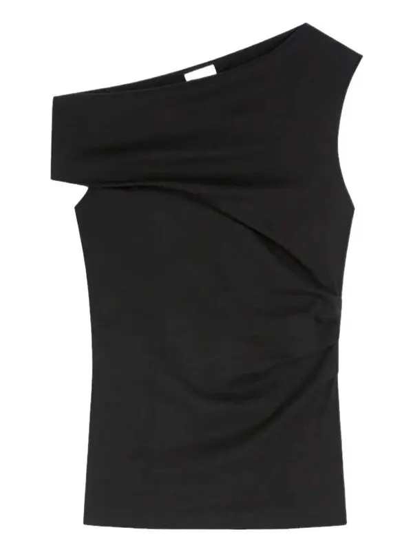 Dries Van Noten Off-shoulder Jersey Top With Pleated Details - Black