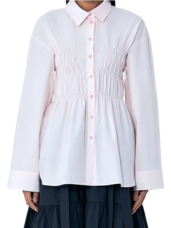 Cecilie Bahnsen Smocked Detail Poplin Shirt - White