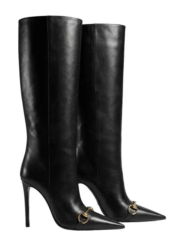 Gucci Donna Slip-on Boot With Horsebit Detail - Black