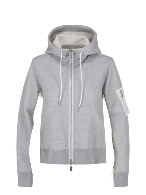 Sacai Contrast Panel Zip Hoodie - Gray