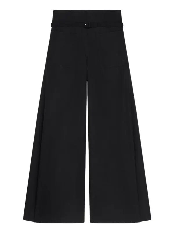 COURREGES High-rise Palazzo Pants With Embroidered Logo - Black