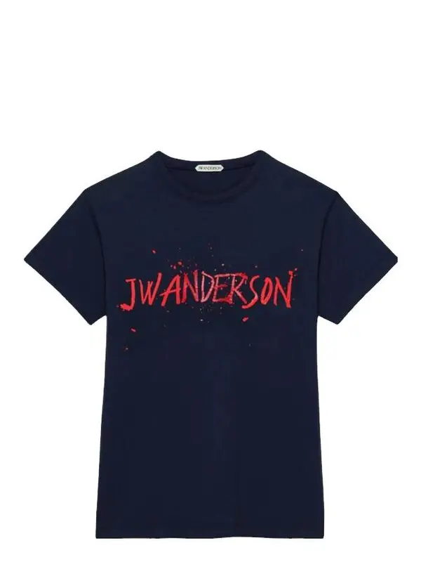 J.W.ANDERSON Jw Anderson Logo Printed Crewneck T-shirt - Navy Blue