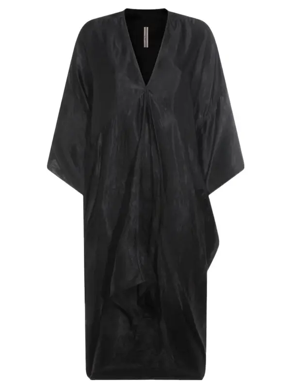 Rick Owens V-neck Pleated Midi Dress - Black