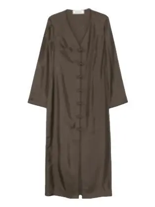 RÓHE V-neck Pankou Closure Dress - Brown