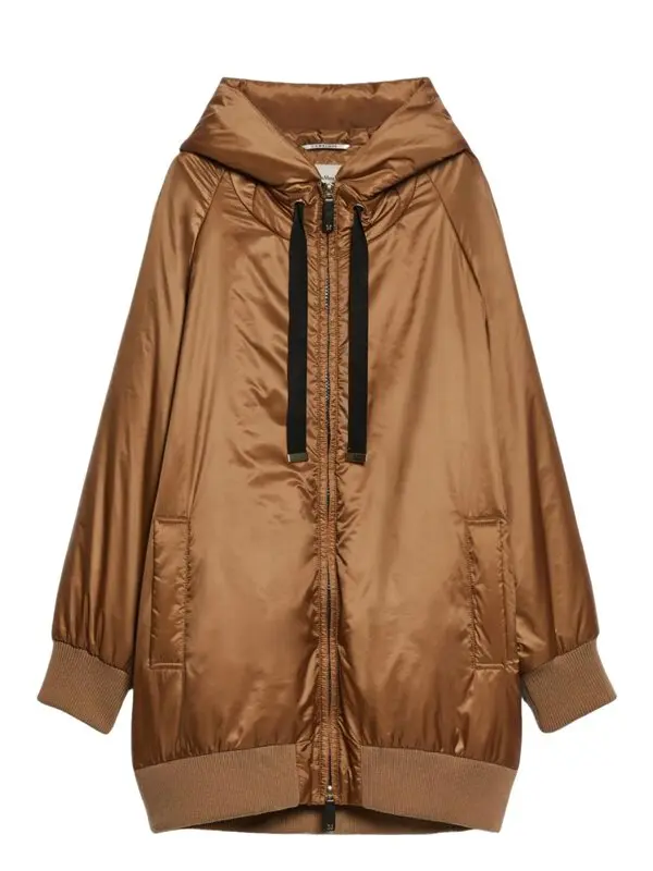 Max Mara Zip-up Drawstring Hooded Jacket - Caramel Color
