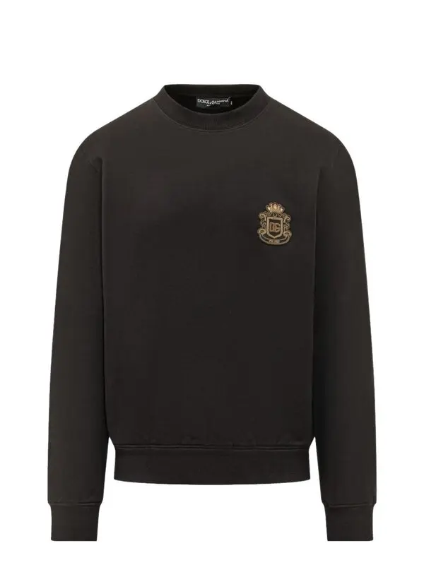 Dolce & Gabbana Heraldic Patch Crewneck Sweatshirt - Black