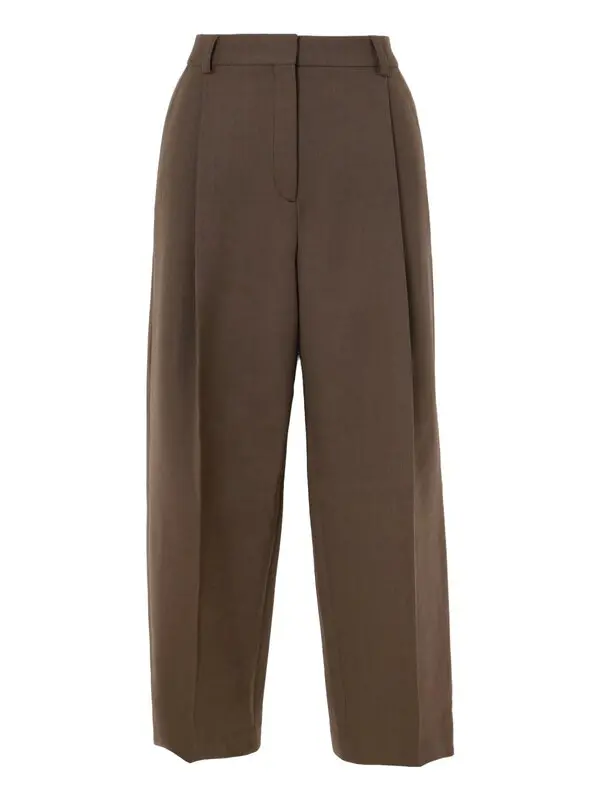 TOTEME Pauli Pleated Tapered Twill Trousers - Brown