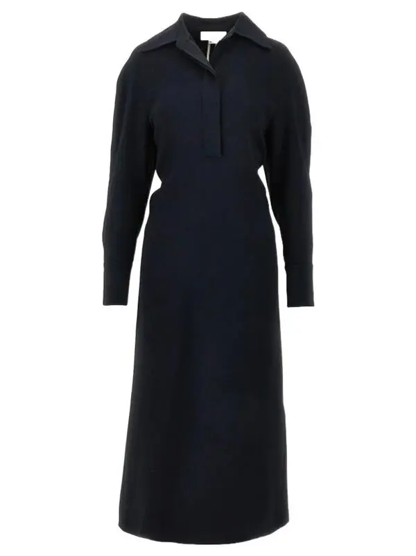 Victoria Beckham Long-sleeved Shirt Dress With Pleats - Black