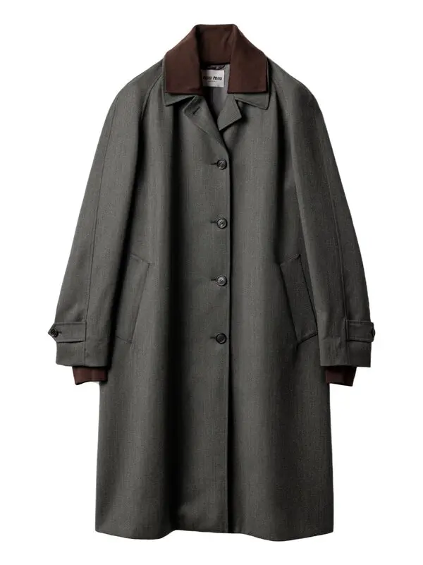 Miu Miu Single-breasted Coat In Cover Fabric - Slate Gray