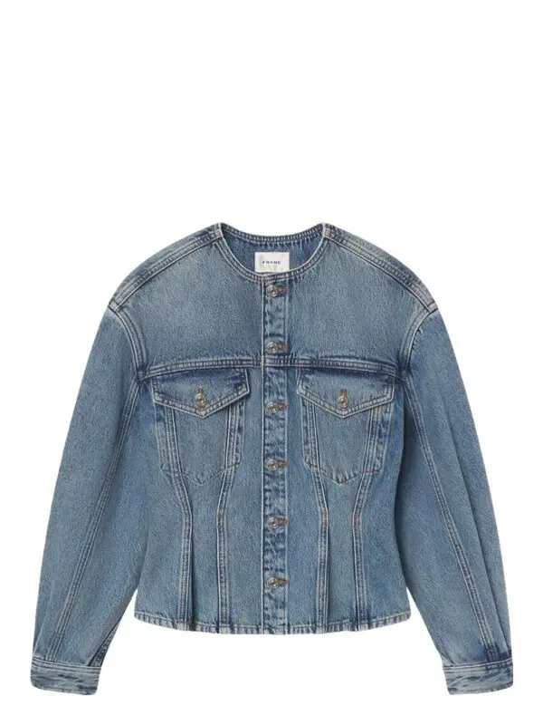 FRAME Paneled Peplum Denim Jacket - Umbria