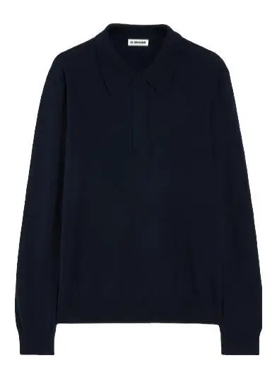 JIL SANDER Lightweight Wool Polo Sweater - Nightfall
