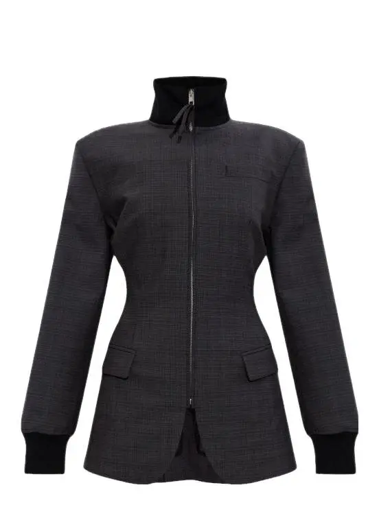 Moschino Stand Collar Zip Blazer - Black