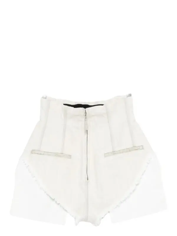 Rick Owens Frayed Hem Zipped Shorts - White