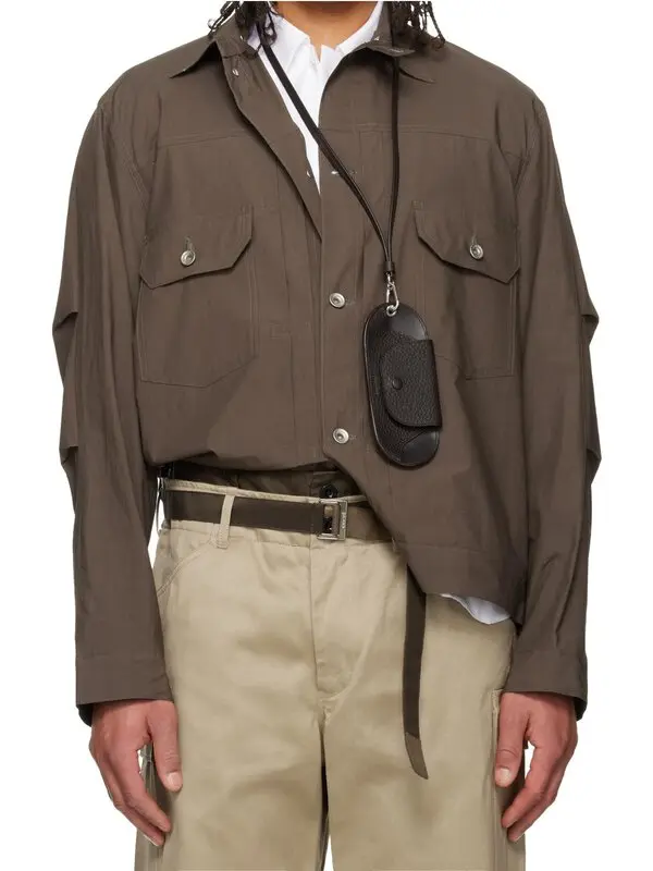 Sacai High Neck Button-up Jacket - Brown