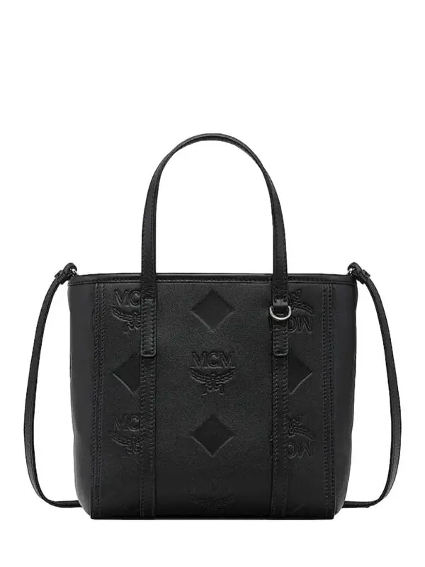Mcm Mini Toni Tote Bag With Embossed Monogram - Black
