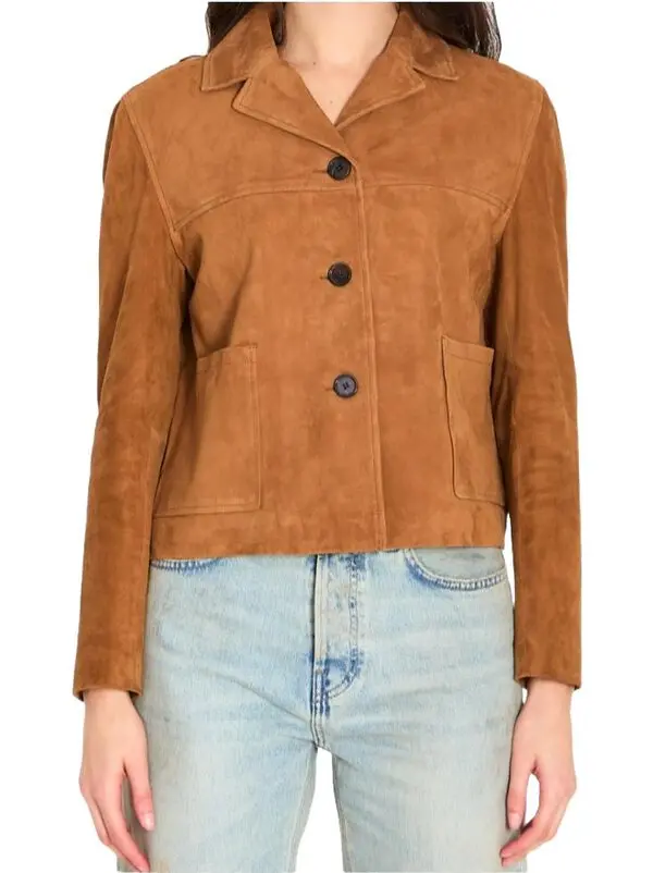 ARMA Lotus Cropped Suede Jacket - Brown