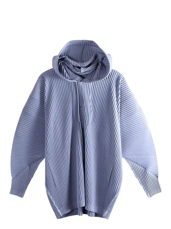Issey Miyake Homme Plissé Pleated Hooded Jacket - Blue
