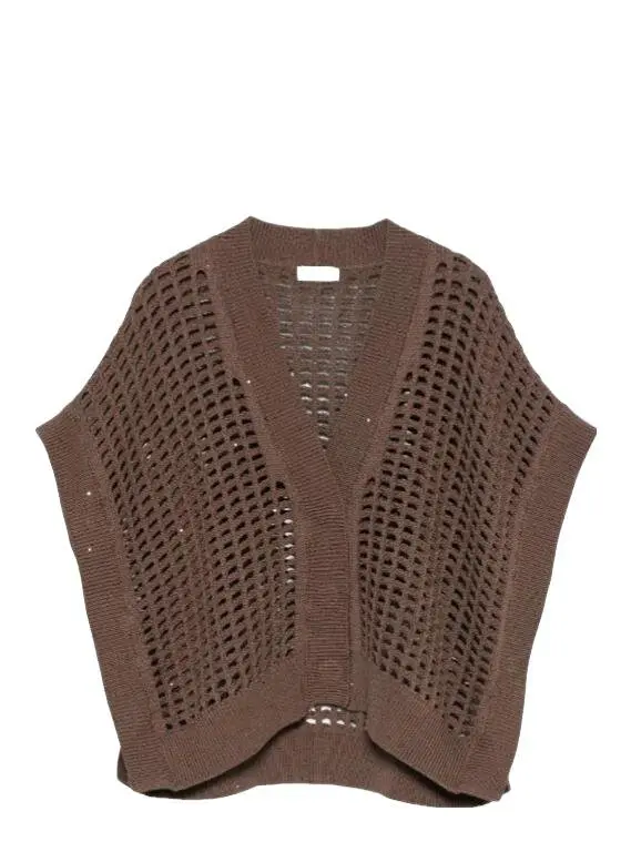 Peserico Open Knit V-neck Cardigan - Brown