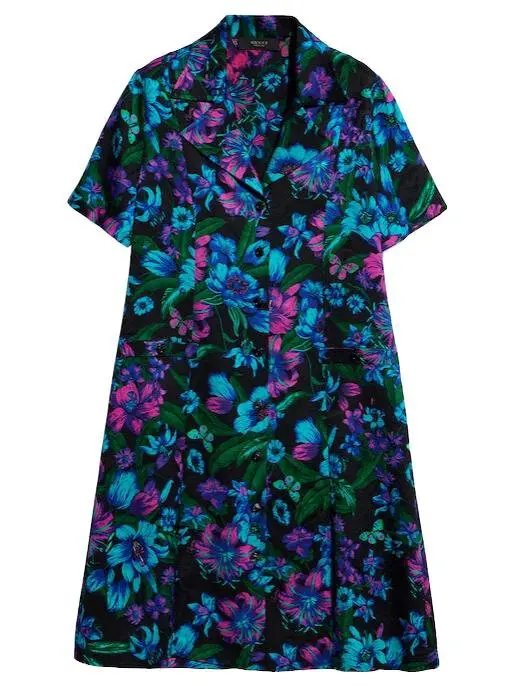 Gucci Silk Jacquard Floral Print Chemisier Dress - Multicolor