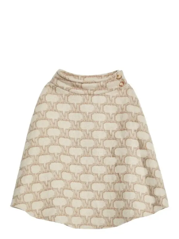 Max Mara Wool And Cashmere Jacquard Logo Cape - Nude