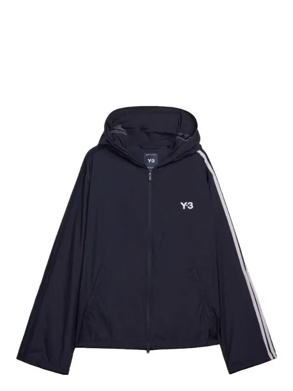 Y3 Lightweight Hooded Jacket With 3-stripes - Black
