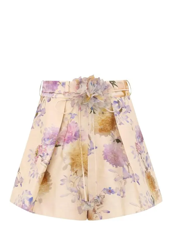 Zimmermann Luna Tuck Shorts - Cream Dahlia