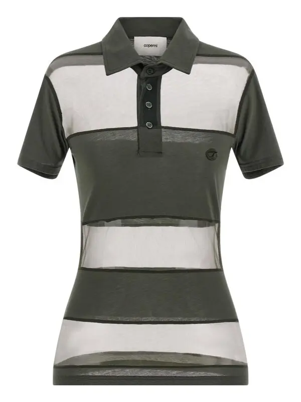 Coperni Short-sleeved Striped Sheer Polo Top - Green
