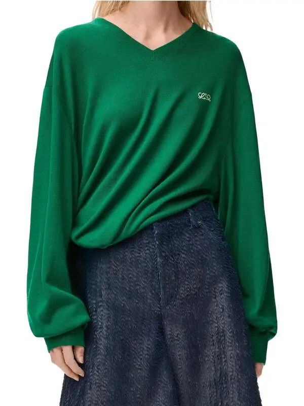 Loewe Knotted V-neck Sweater - Green