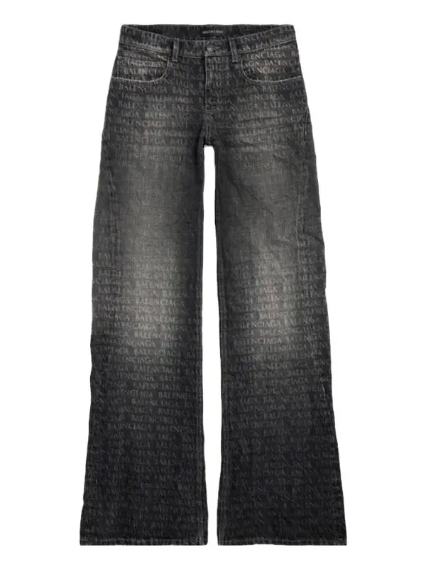 Balenciaga Monogram Wide-leg Jeans - Black Fade