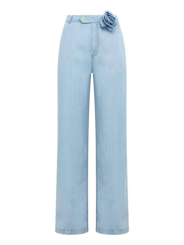 BLUGIRL Belt Loop Jeans With Floral Detail - Blue