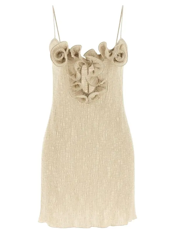 Magda Butrym 05 Ruffled Crepe Dress - Beige