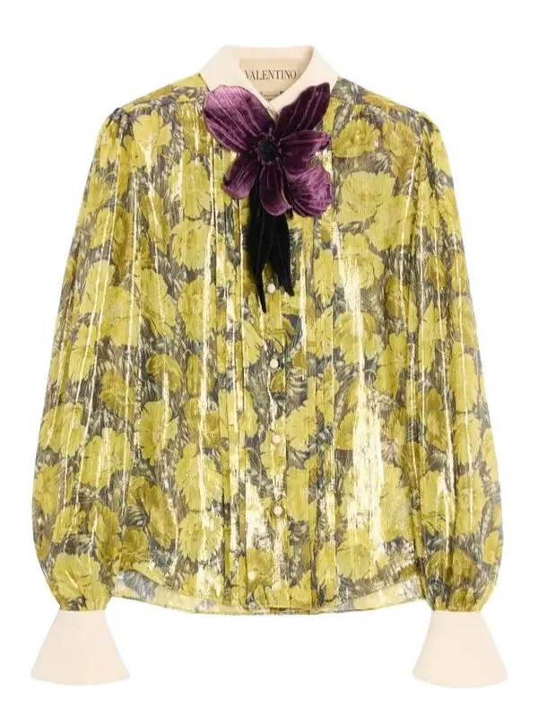 Valentino Garavani Lurex Shirt With Après L'hiver Poppies Print - Multicolor