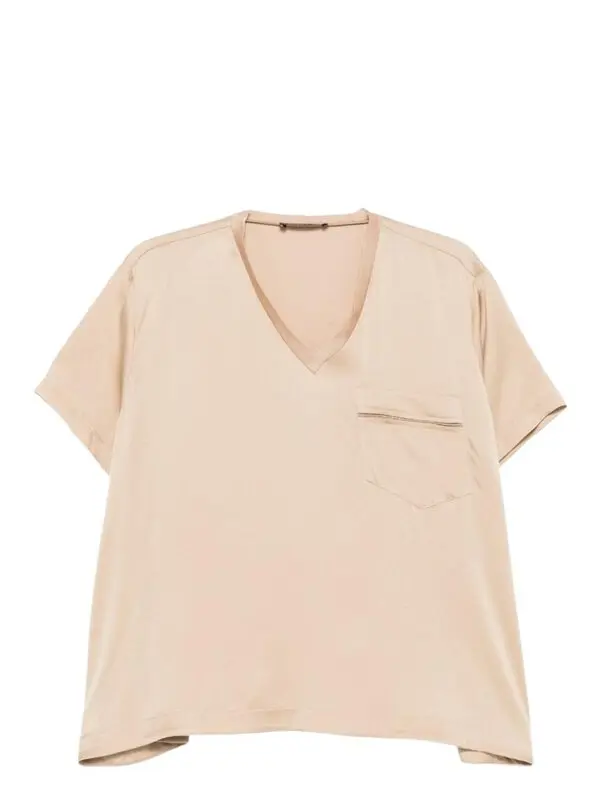 Fabiana Filippi V-neck T-shirt With Pocket - Nude