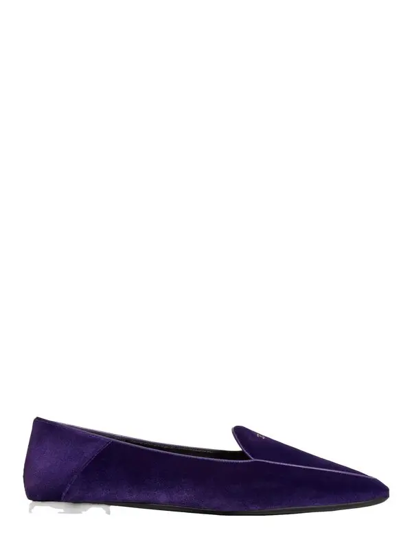 Celine Velvet Loafer With Gold Triomphe Detail - Purple