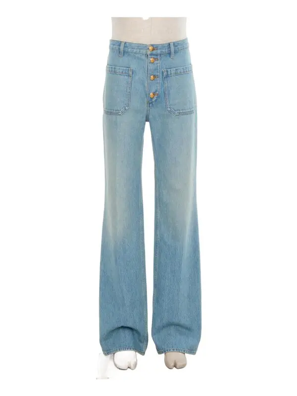 Valentino Garavani Button Detailed Regular Fit Jeans - Blue