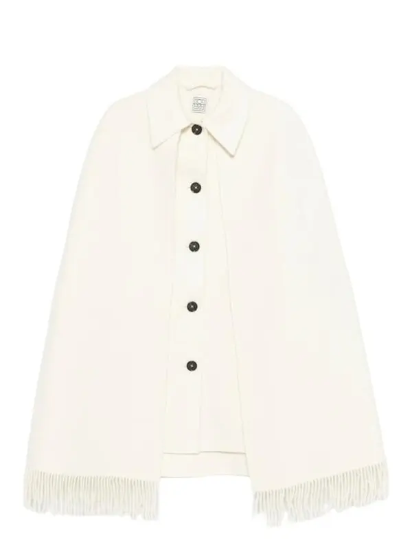 TOTEME Cape Coat With Fringed Hem - White