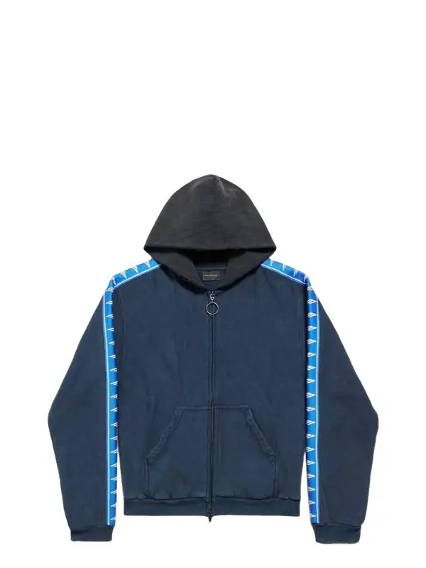 Balenciaga Striped Hooded Zip-up Hoodie - Navy Blue/blue/black