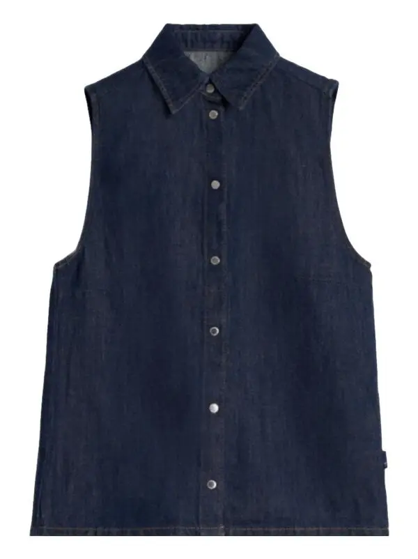 7 For All Mankind Sleeveless Shirt With Snap-button Closure - Dark Blue