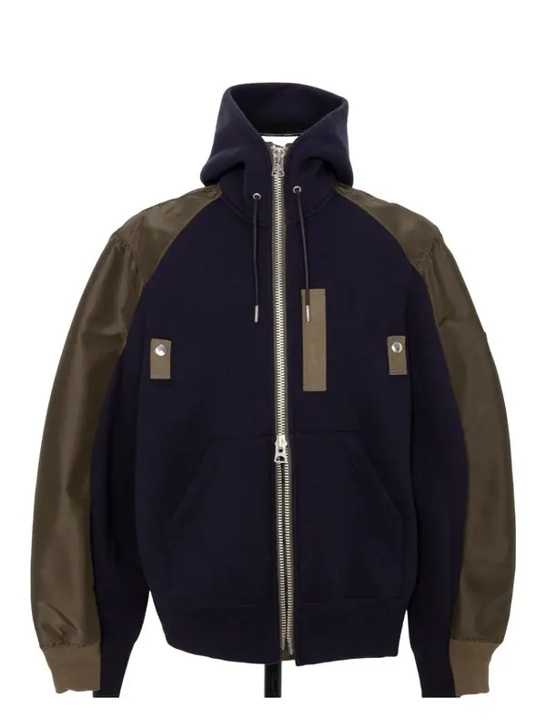 Sacai Sponge Hooded Zip-up Jacket - Black