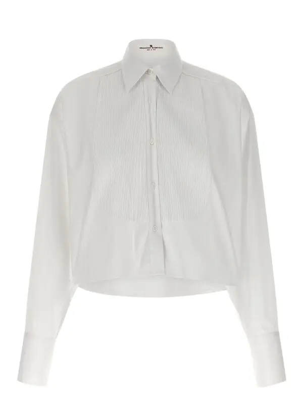 Ermanno Scervino Plastron Shirt With Long Wide Sleeves - White