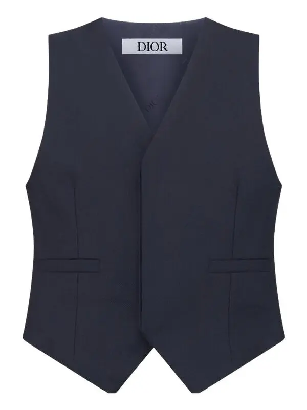 Dior Sleeveless Suit Vest With Engraved Buttons - Navy Blue